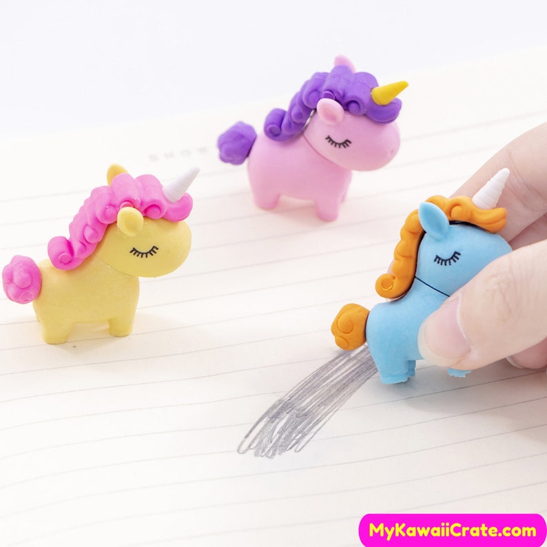 4 Pc Chubby Unicorn Pencil Erasers Cute Erasers Unicorn | Etsy