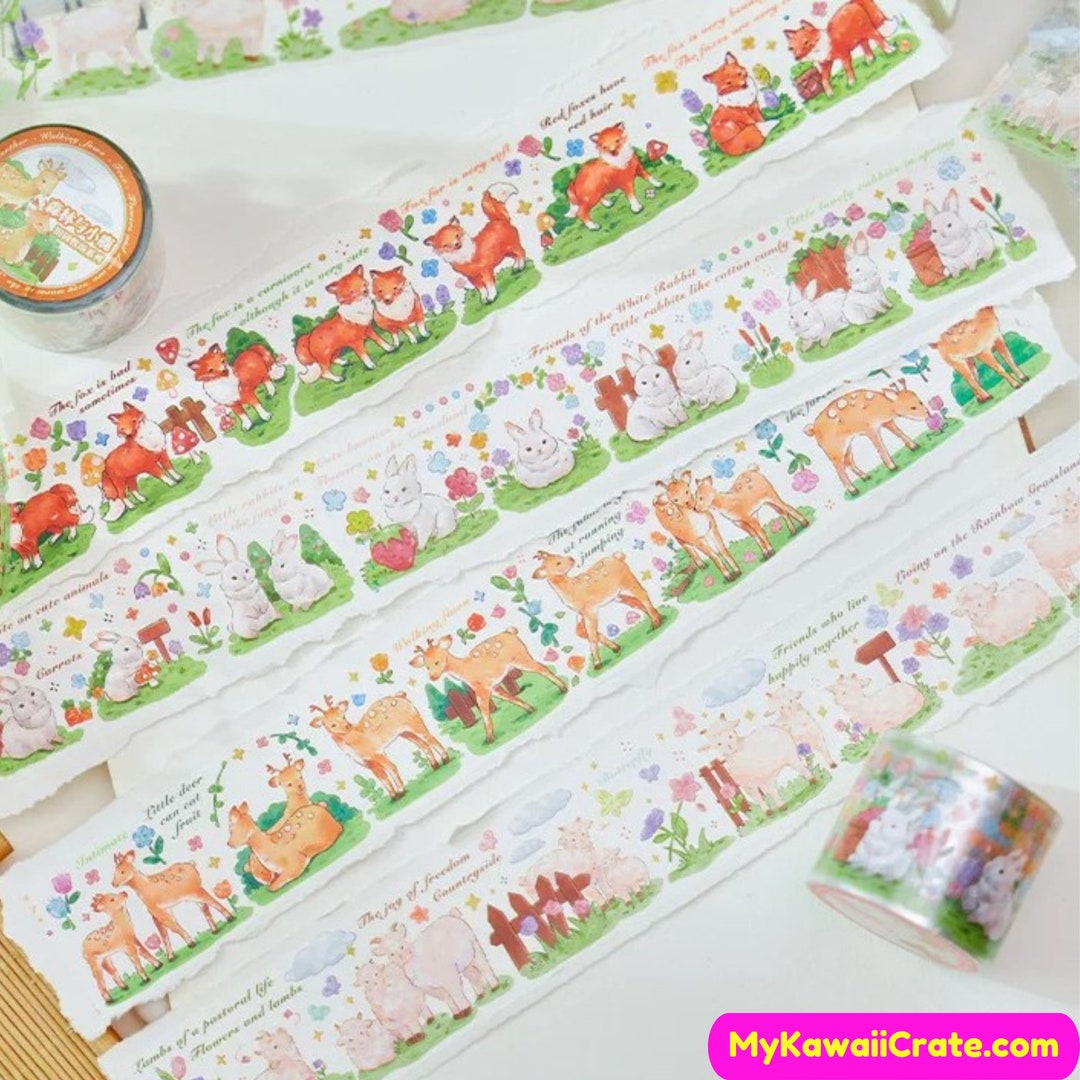 Kawaii Cute Pasture Animals PET Decorative Tape Cute Cartoon Animal ...