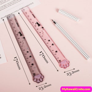 Kawaii Cat Paw Ruler Cute Ruler 15 Cm, Glittery Ruler, Cute School ...