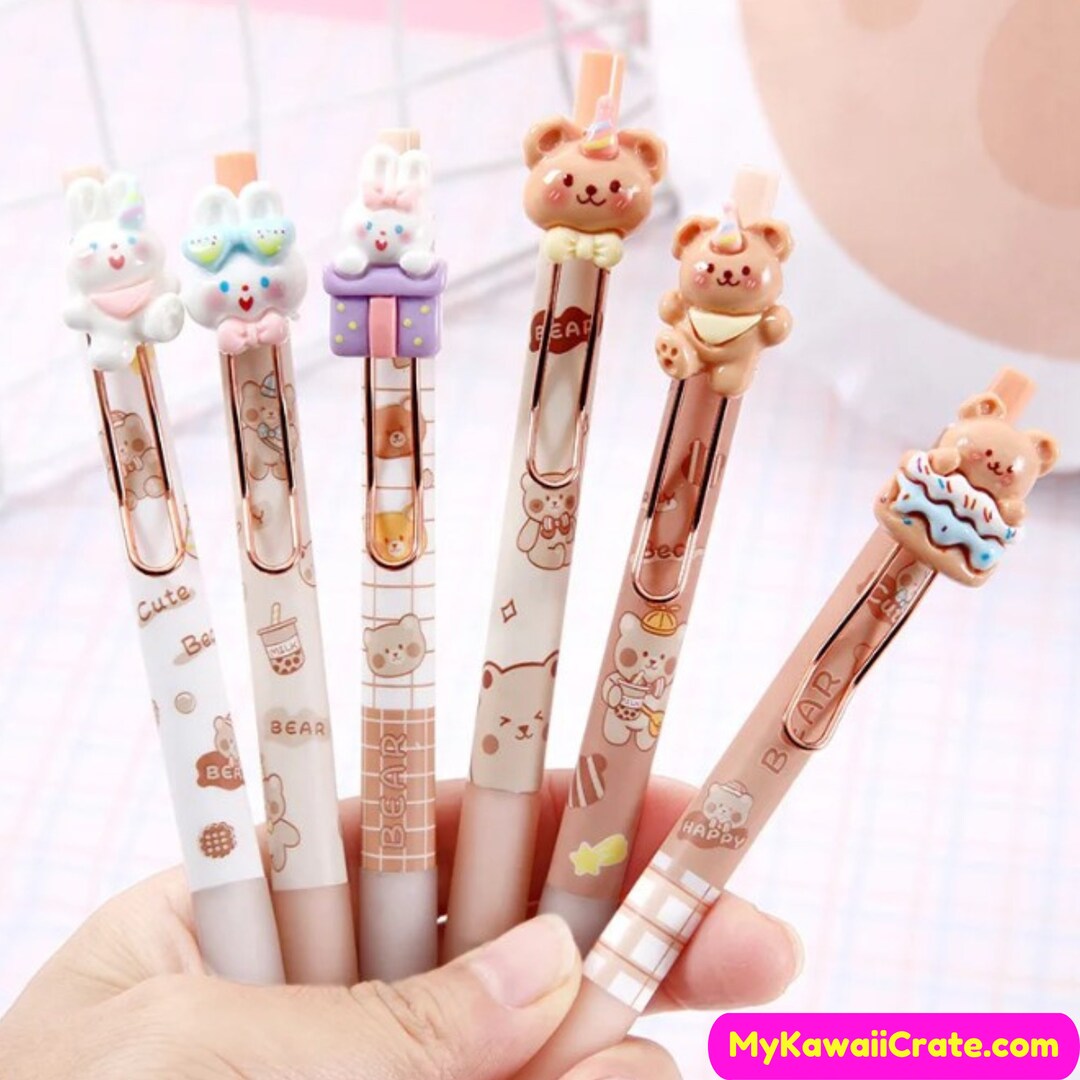 Kawaii Animal Friends Gel Pen Set Cute Pens, Student Pens, Rabbit Bear ...