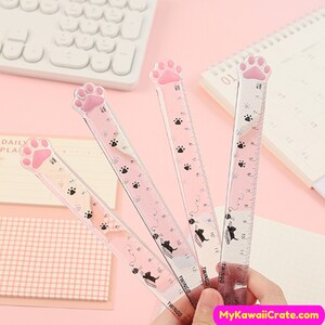 Kawaii Cat Paw Ruler Cute Ruler 15 Cm, Glittery Ruler, Cute School ...