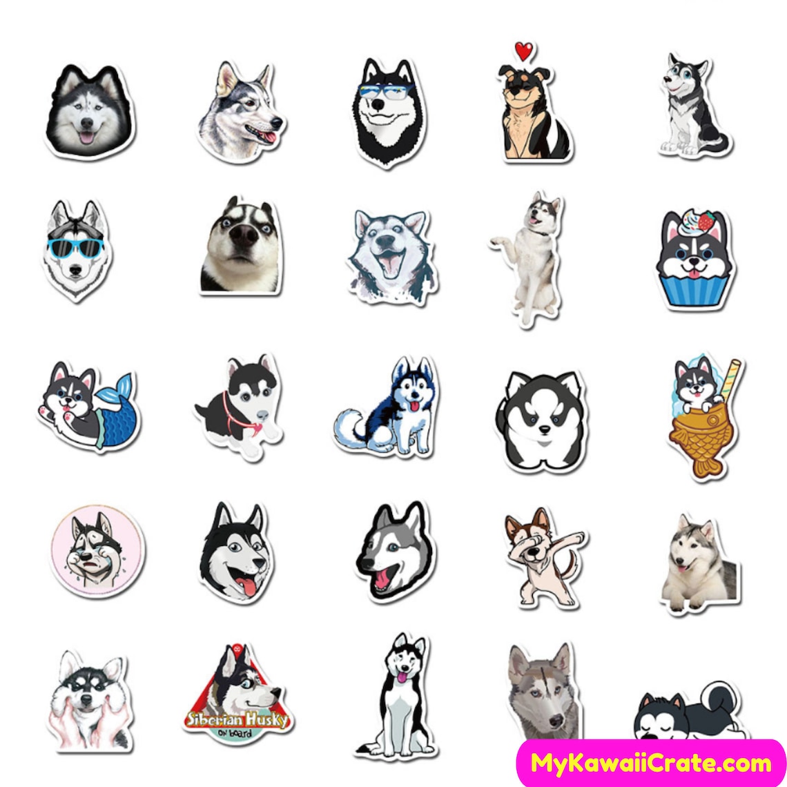 Kawaii Cute Husky Waterproof Stickers 50 Pc Pack Siberian | Etsy