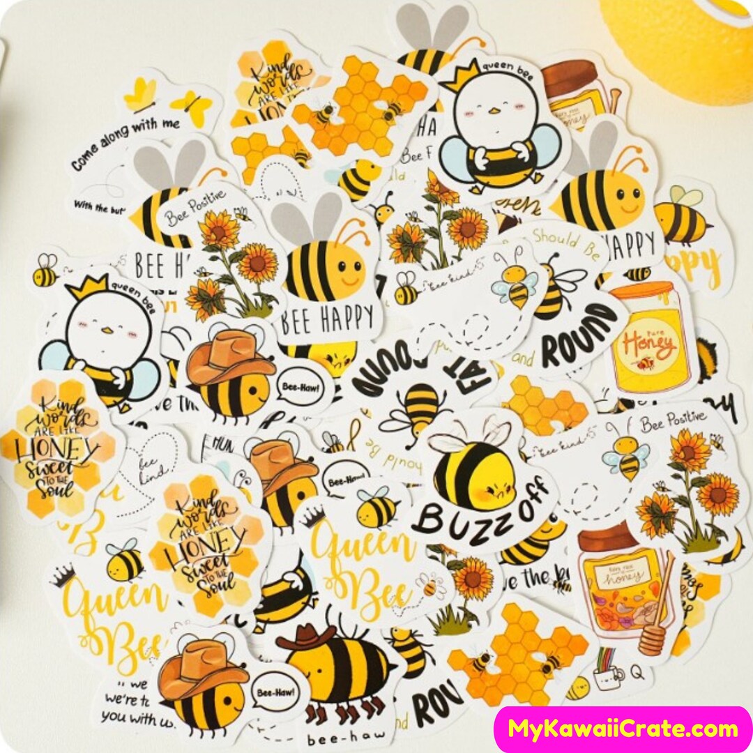 Kawaii Honey Bee Decorative Stickers 46 Pc Pack Cute Bee Stickers ...