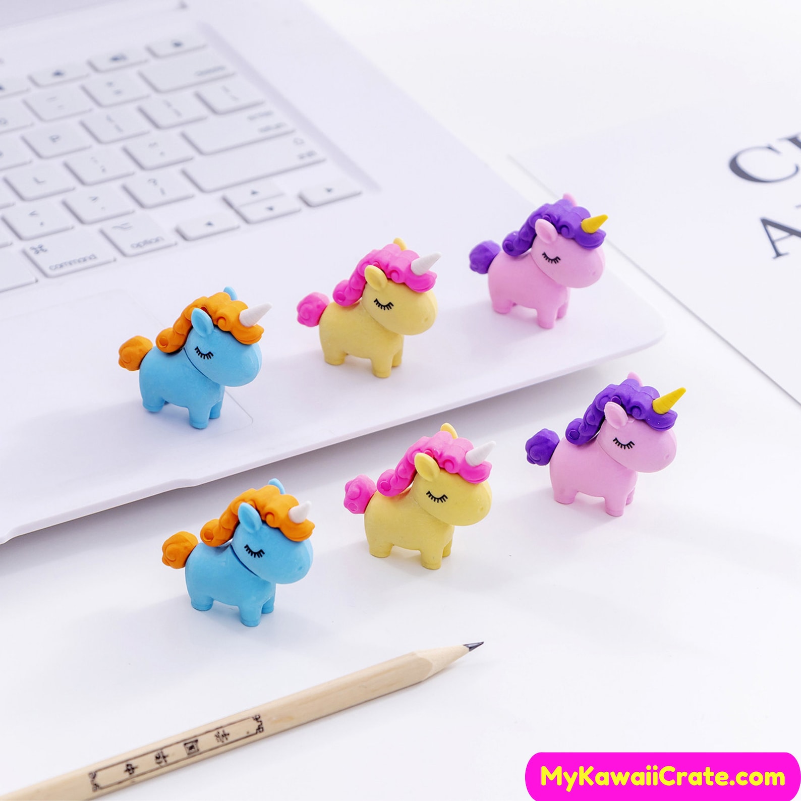 4 Pc Chubby Unicorn Pencil Erasers Cute Erasers Unicorn | Etsy