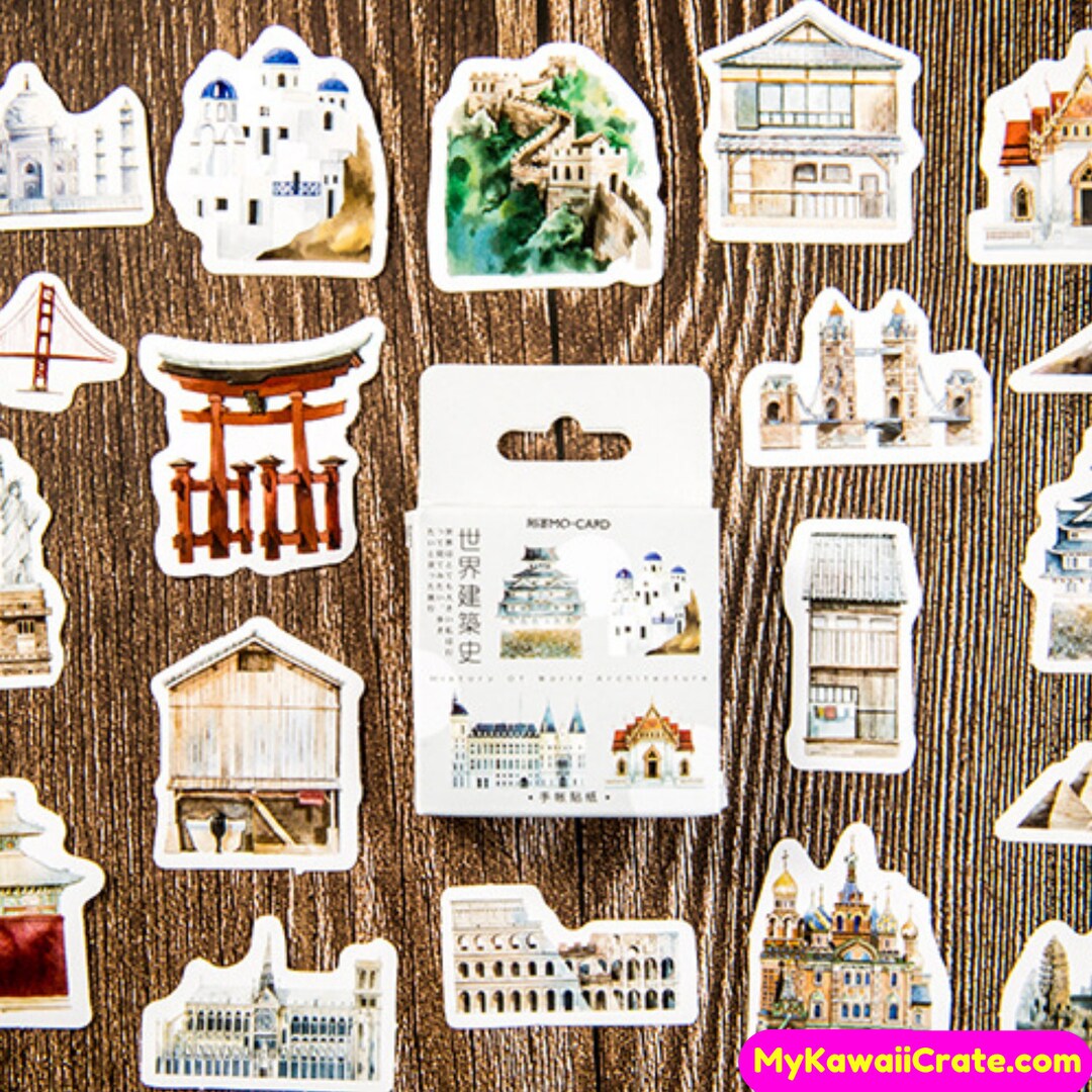 World Architecture History Stickers 45 Pc Pk Monument - Etsy
