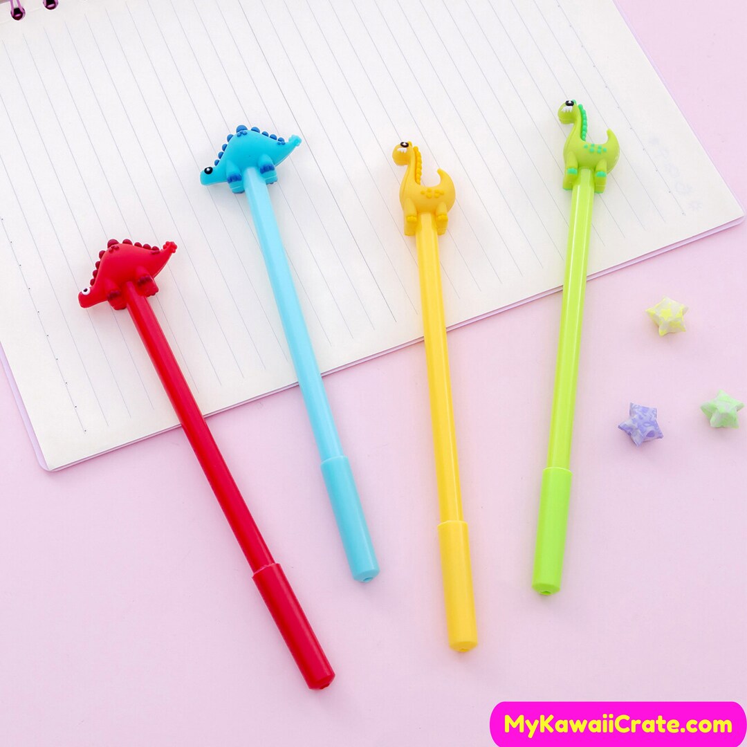 Cute Little Dinosaur Gel Pens 4 Pc Set Prehistoric Animal Pens ...