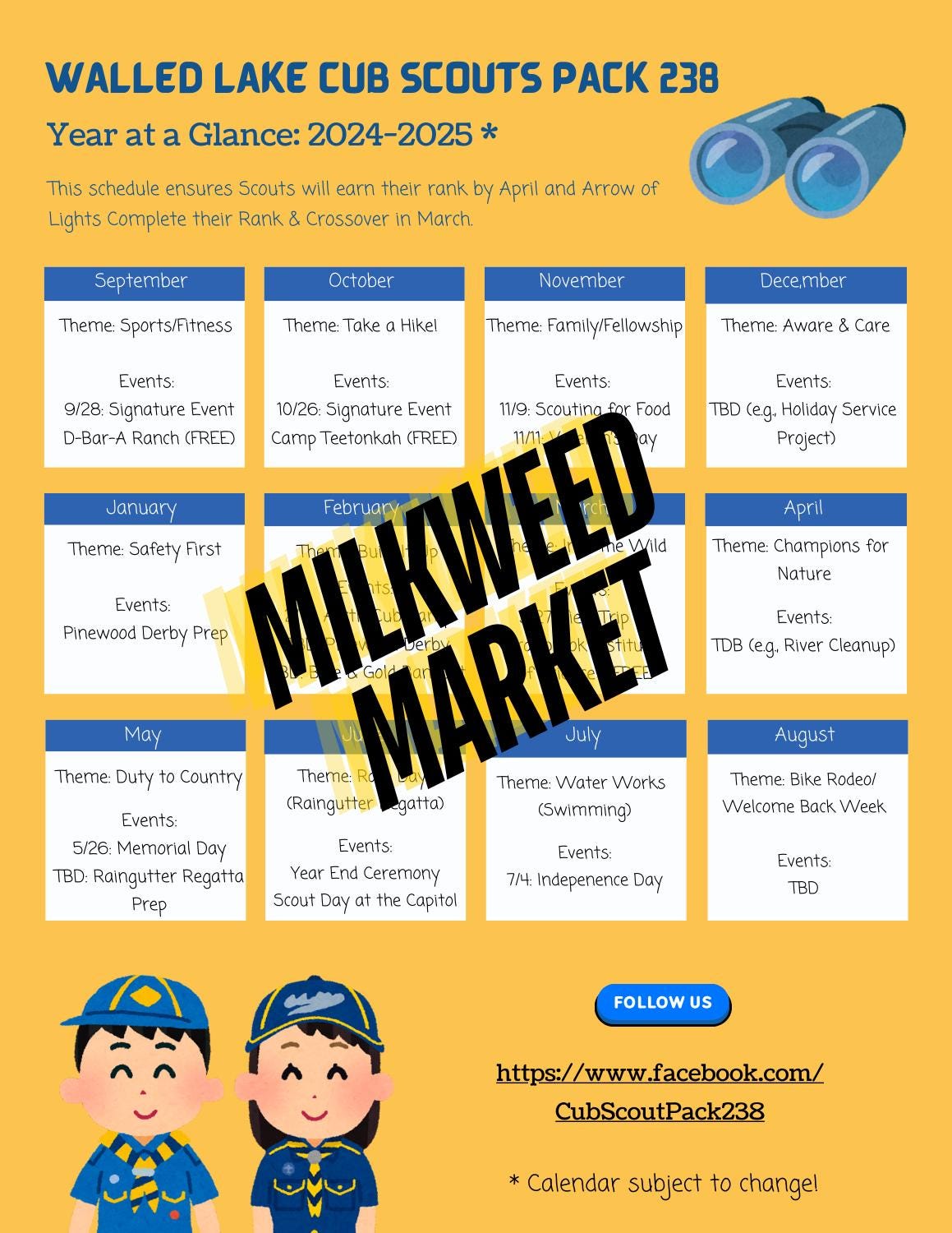 Cub Scout Annual Calendar Template Printable & Editable Cub Scout Pack ...