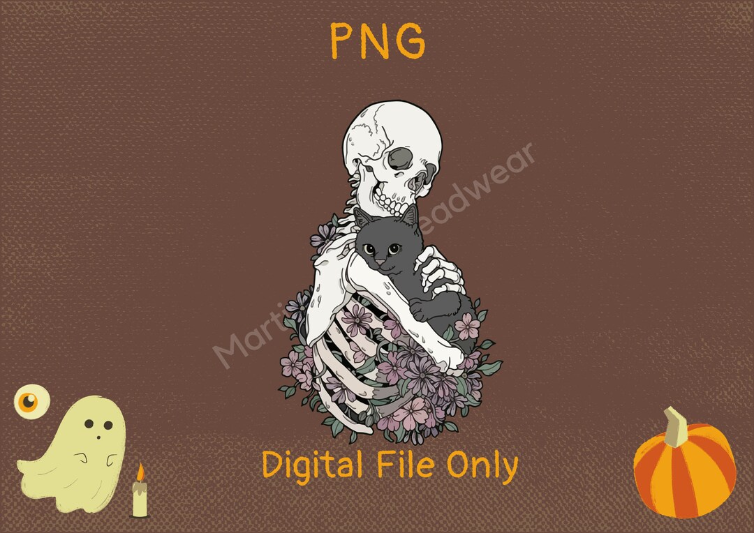 Skeleton Holding Cat Funny Halloween, Skull Men Women Kids Png ...