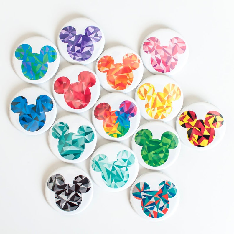Yellow Geometric Mickey Mouse Icon Disney Button - Etsy