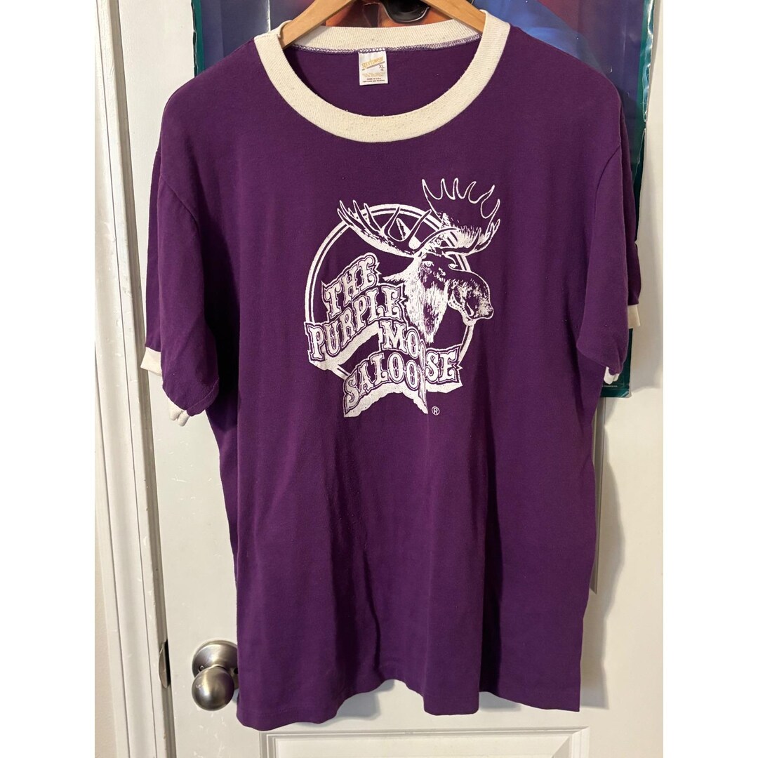 Vintage 1983 Purple Moose Saloon Ocean City MD Ringer T-shirt Mens XL ...