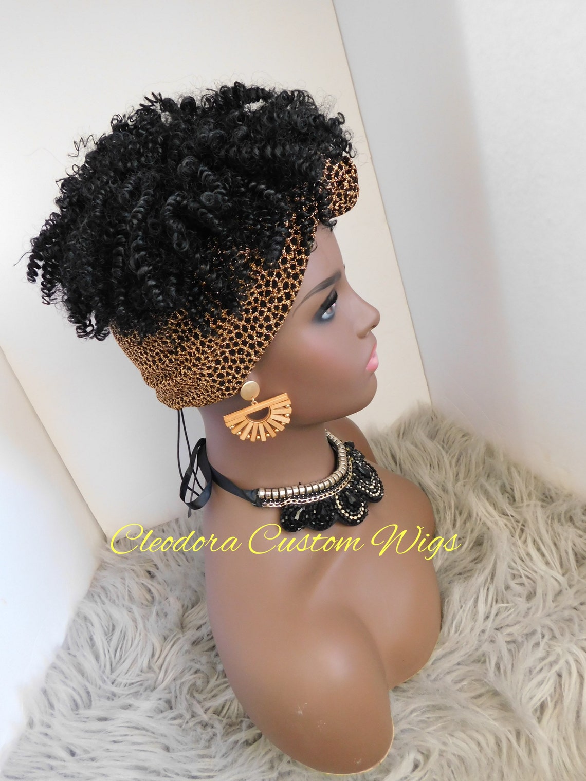 Afro Kinky Curly Synthetic Drawstring Head-band | Etsy