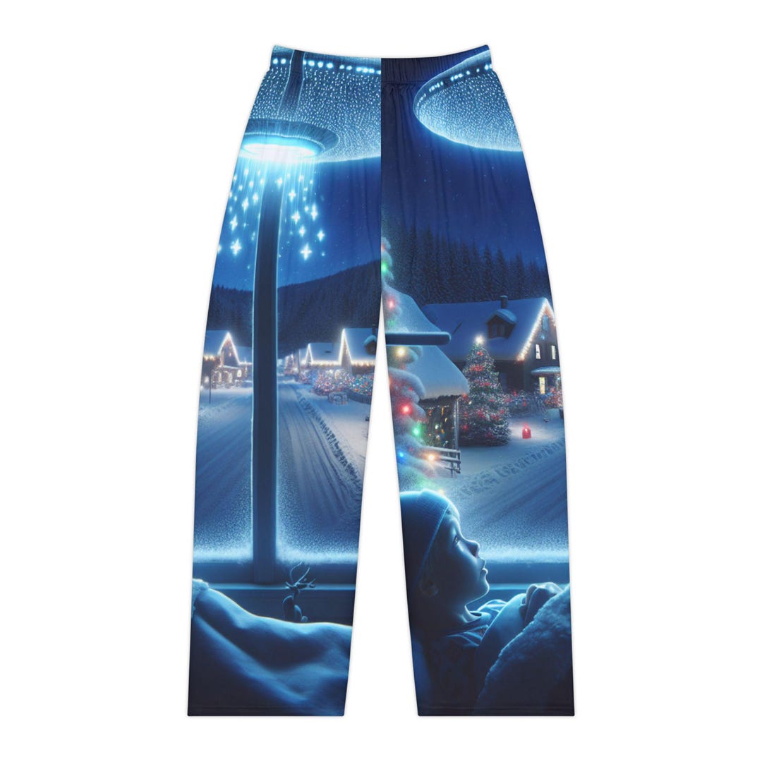 Winter Night UAP Women's Pajama Pants, Alien Spaceship Lounge Pants ...