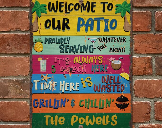 Personalized Outdoor Patio Sign Welcome to Our Patio Sign Funny Patio ...