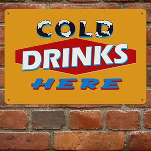 Beer Sign, Cold Drinks Sold Here; Home Bar Sign; Man Cave Bar Sign ...
