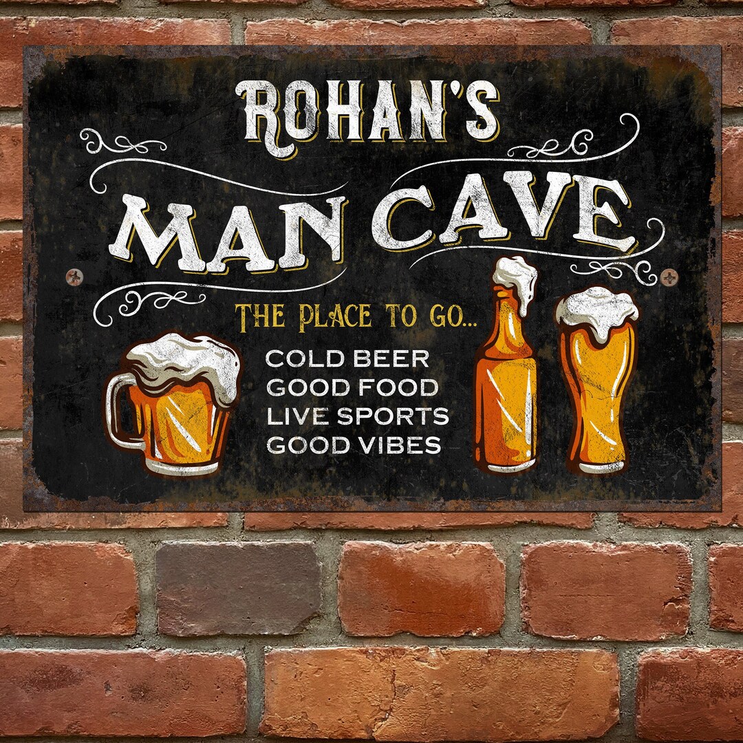 Personalized Man Cave Sign; Custom Bar Sign for Home; Sign for Basement ...