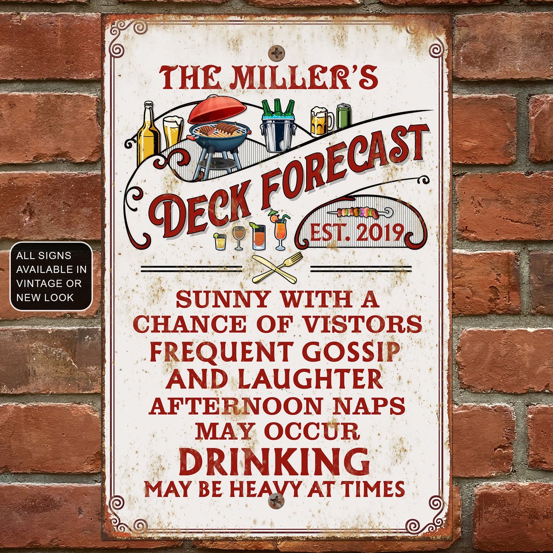 Customized Deck Forecast Metal Sign, Man Cave Sign, Gift for Dad - Etsy