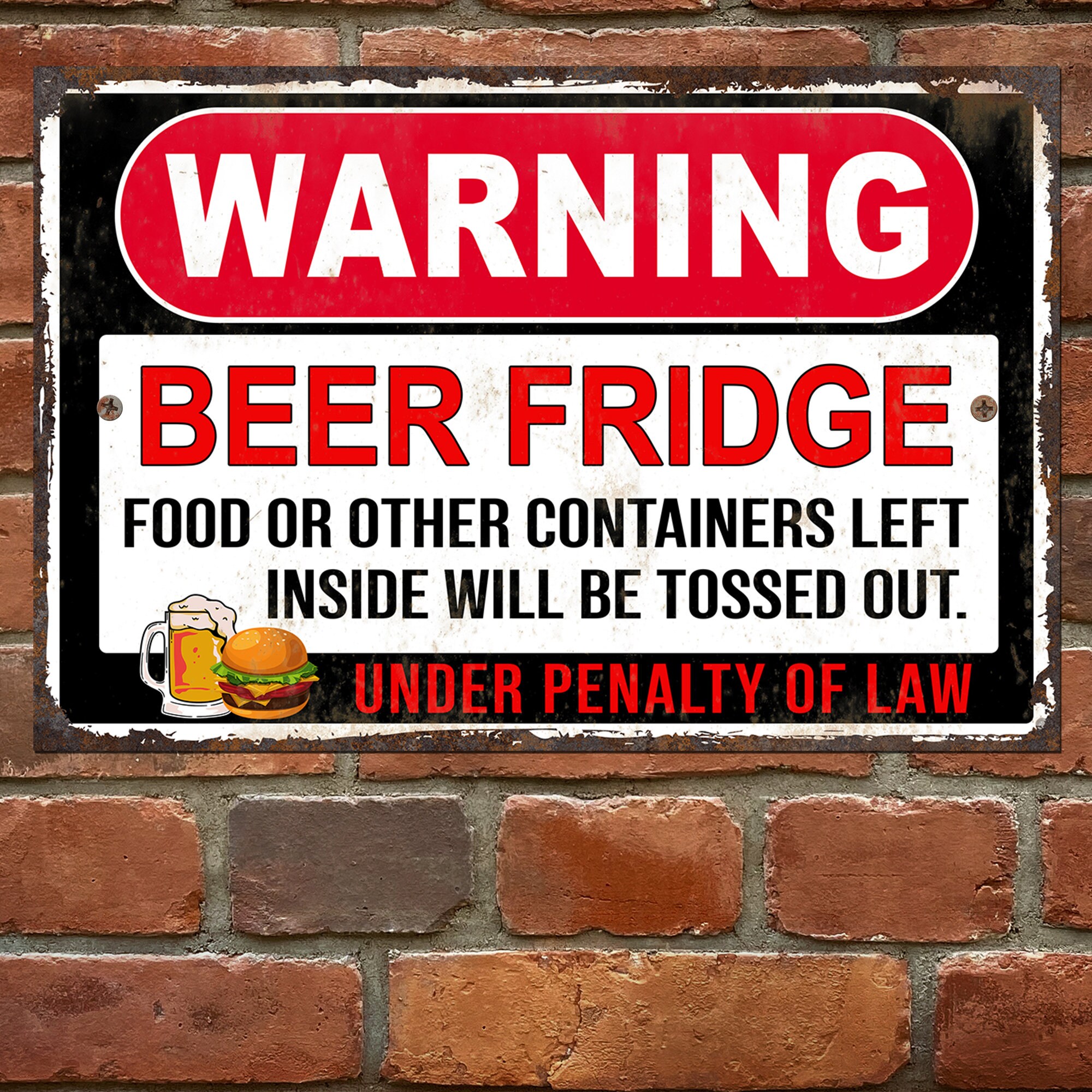 Beer Fridge Warning Sign, Vintage Metal Sign Gift for Father's Day Man ...
