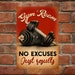 Custom Gym Room Sign, No Excuses Only Results Workout Motivation ...