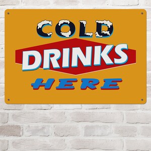 Beer Sign, Cold Drinks Sold Here; Home Bar Sign; Man Cave Bar Sign ...