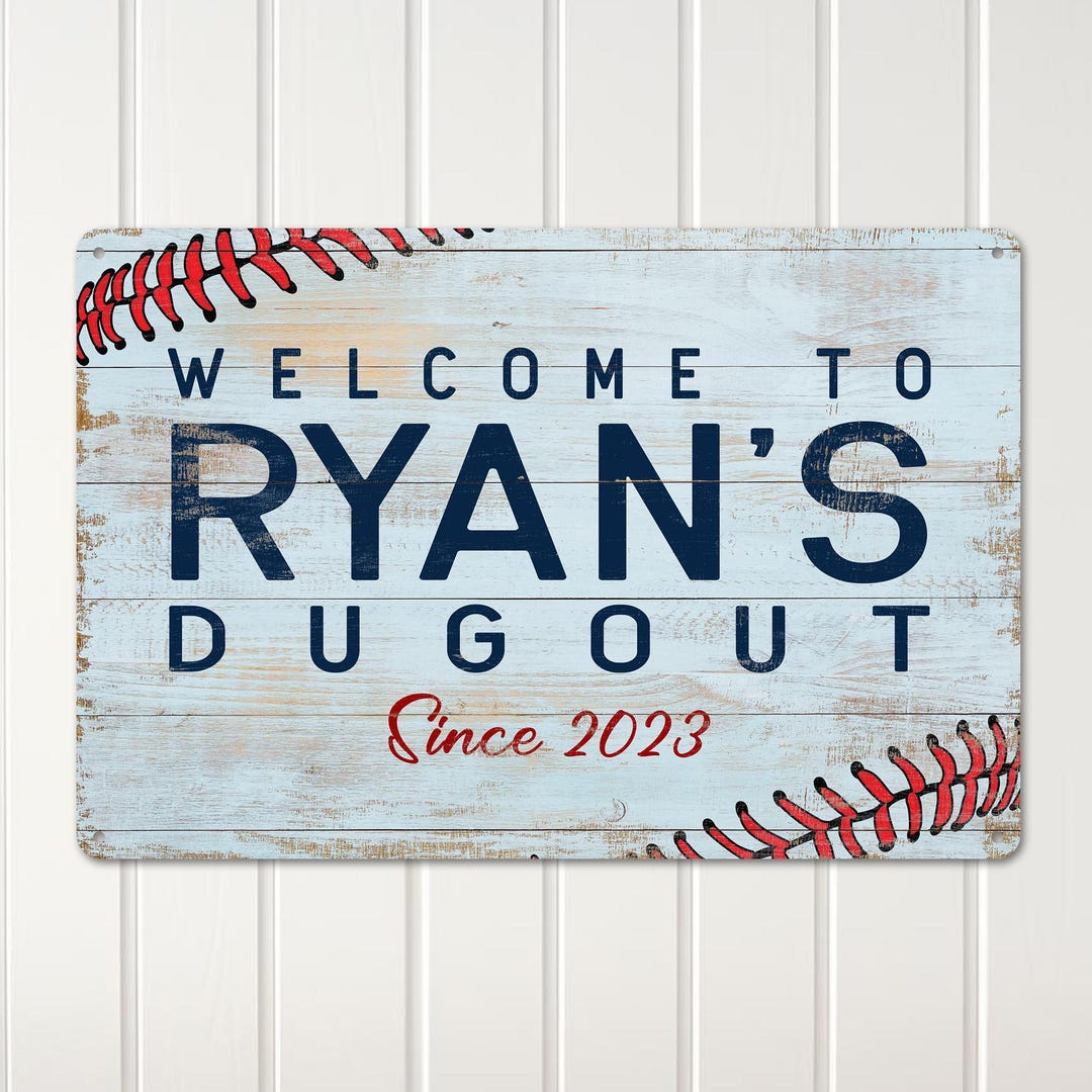 Baseball Dugout Sign: Personalized Metal Wall Art - Custom Text - Etsy