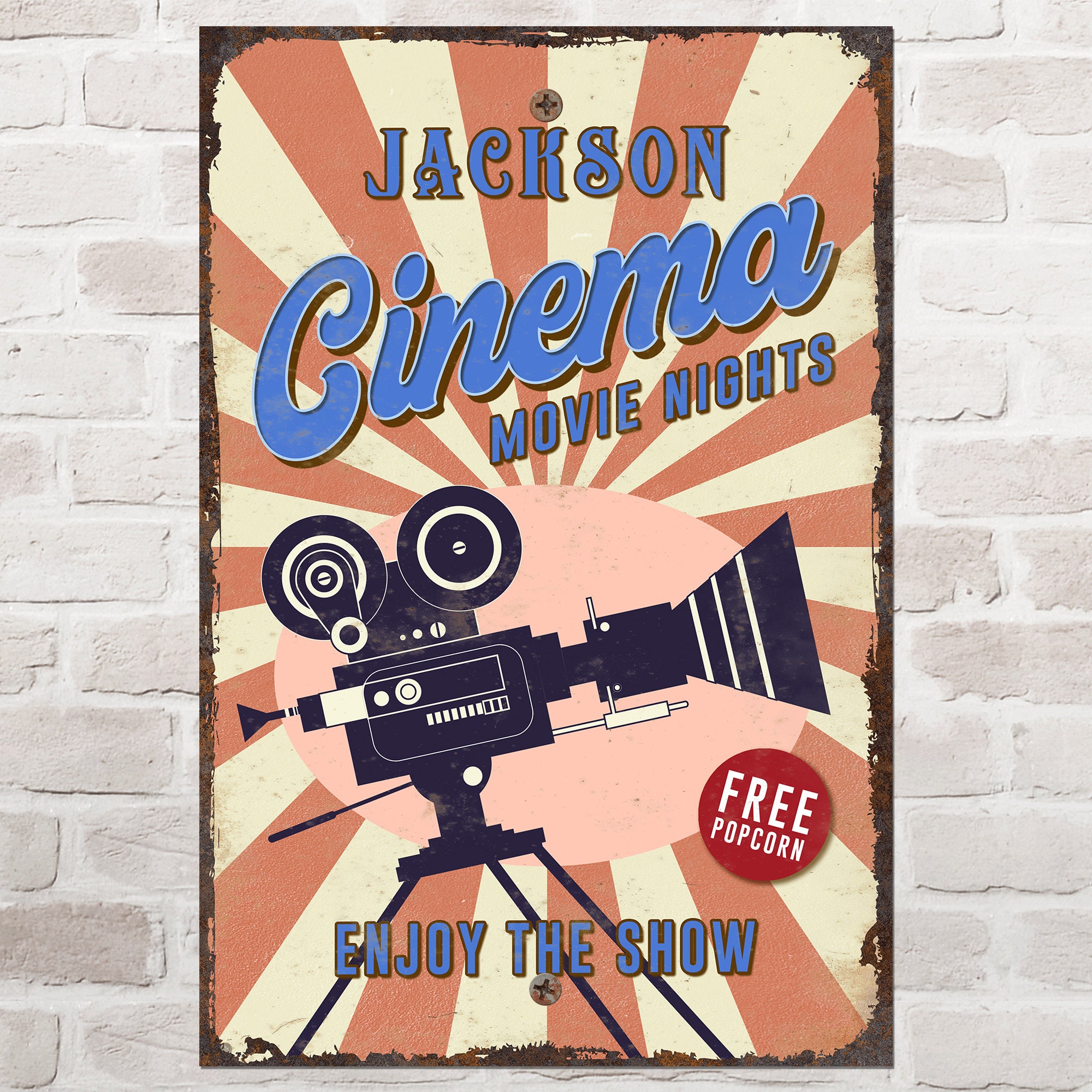 Personalized Movie Theater Sign With Vintage Look Home - Etsy