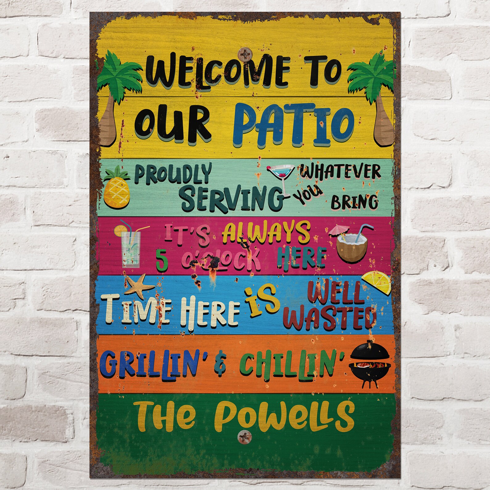 Personalized Outdoor Patio Sign Welcome to Our Patio Sign Funny Patio ...
