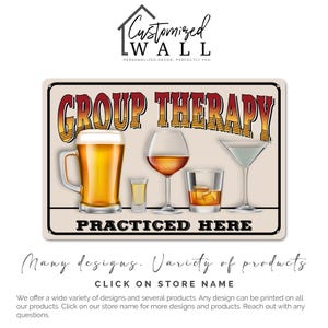 Funny Beer Sign, Group Therapy Practiced Here; Metal Sign With Vintage ...
