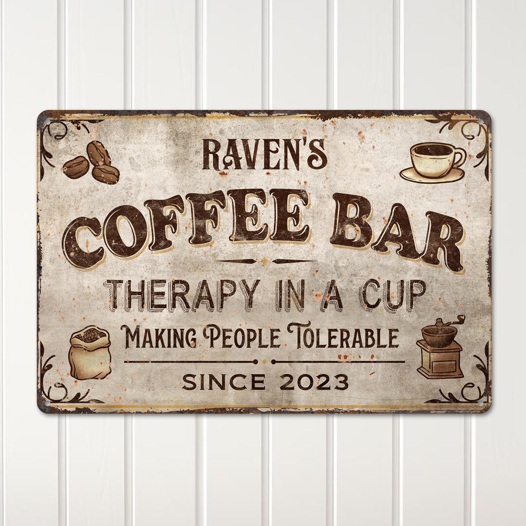 Rustic Coffee Bar Sign: Personalized Metal Wall Art - Etsy