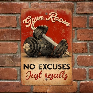 Custom Gym Room Sign, No Excuses Only Results; Workout Motivation ...
