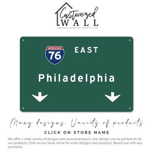Personalized Philadelphia Sign, I76 East Highway Philly Exit; Customize ...