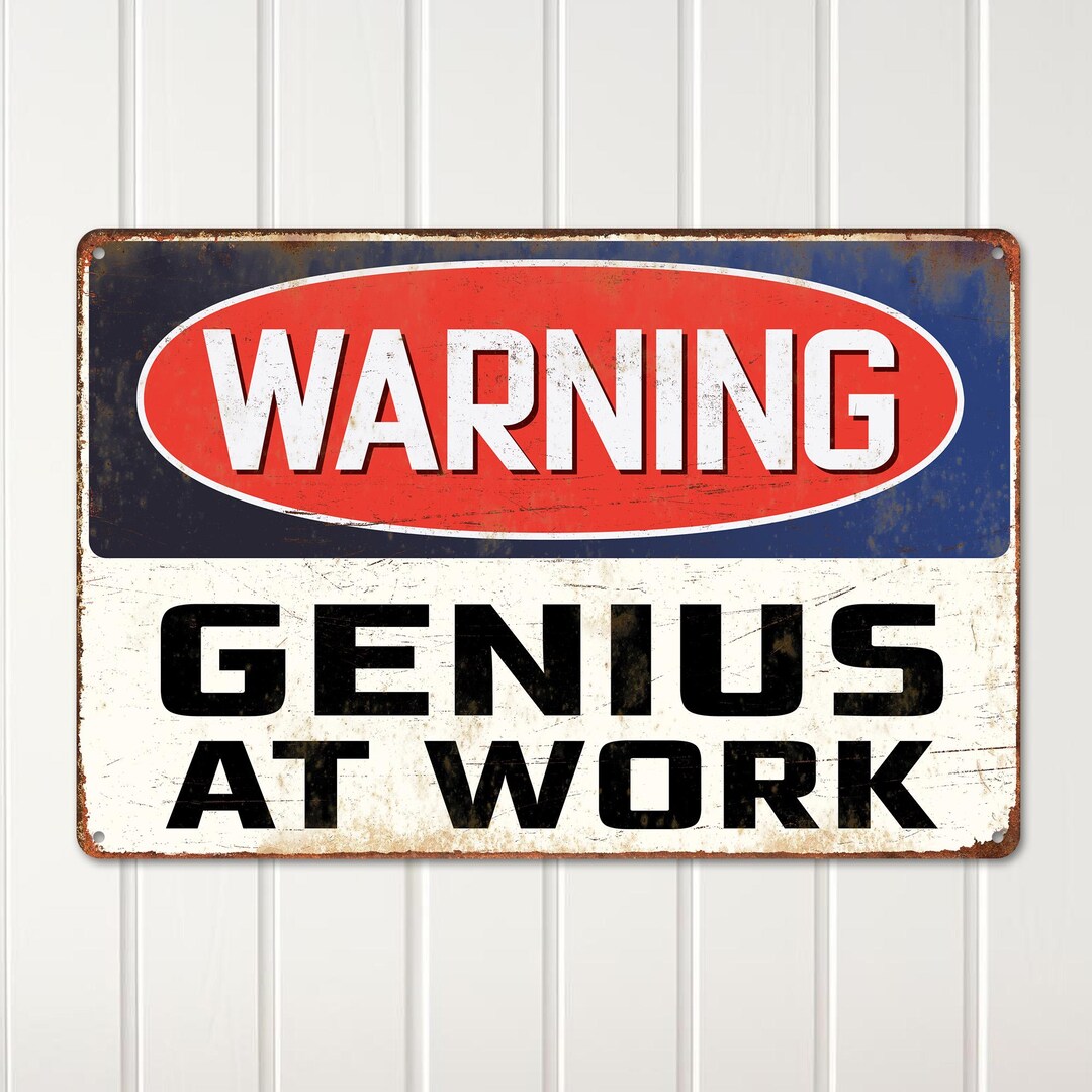 Genius at Work Sign - Funny Large Personalized Wall Decor - Etsy
