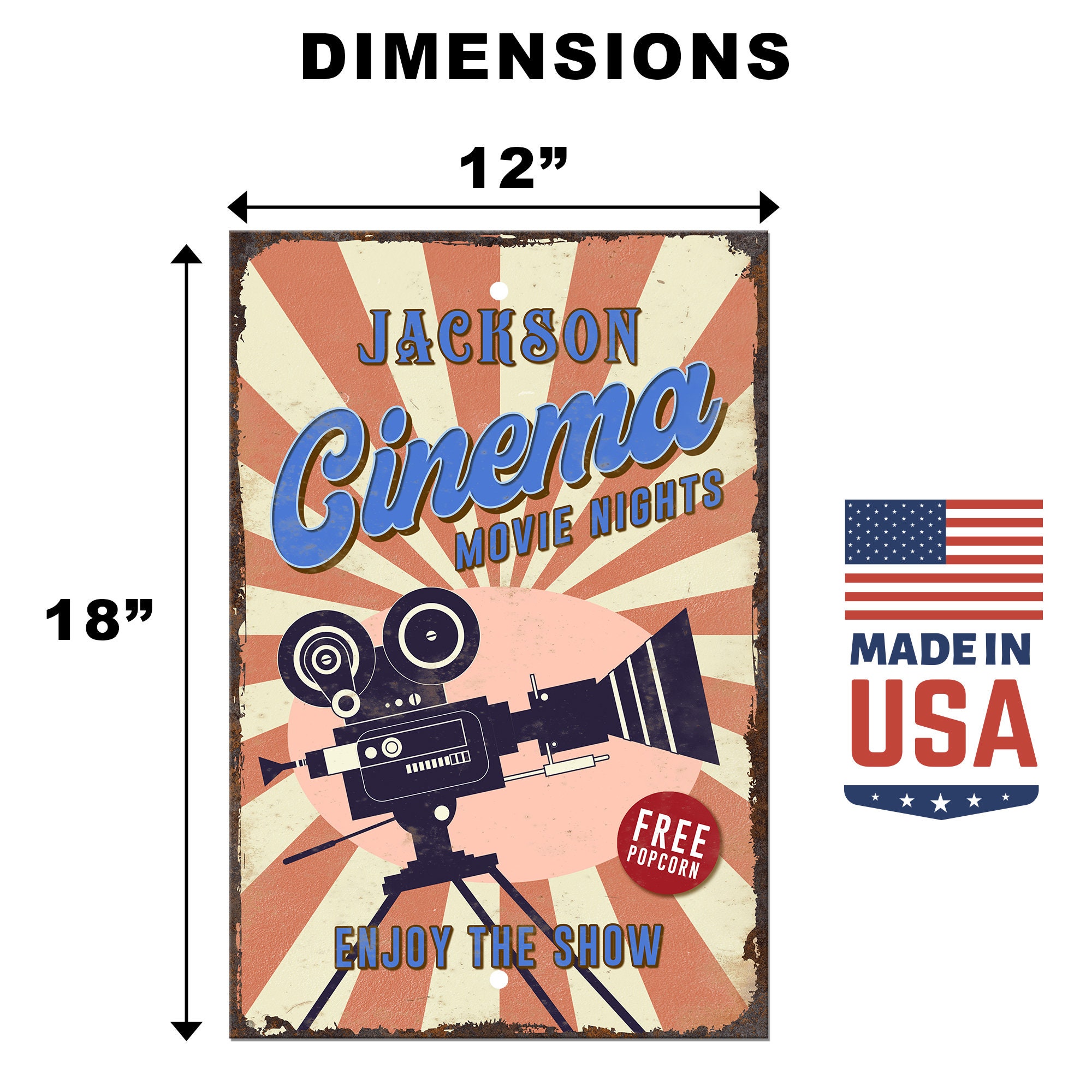 Personalized Movie Theater Sign With Vintage Look Home - Etsy