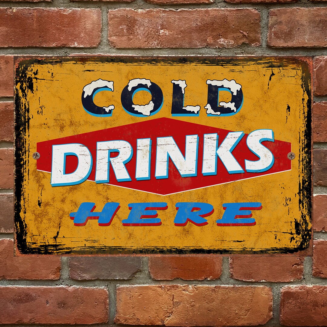 Beer Sign, Cold Drinks Sold Here; Home Bar Sign; Man Cave Bar Sign ...
