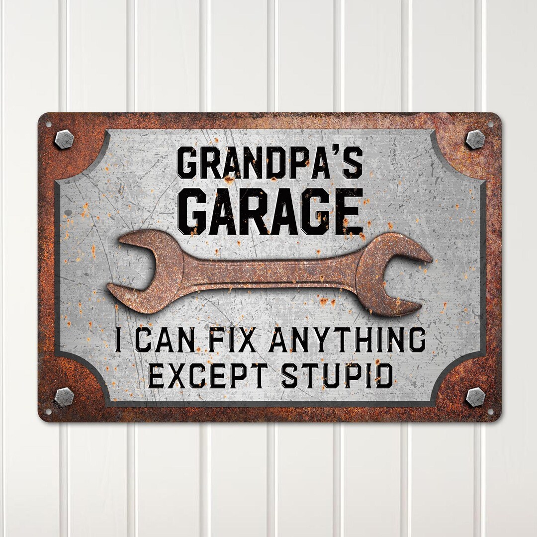 Custom Garage Sign: Rustic Metal - Personalized Workshop Decor - Etsy