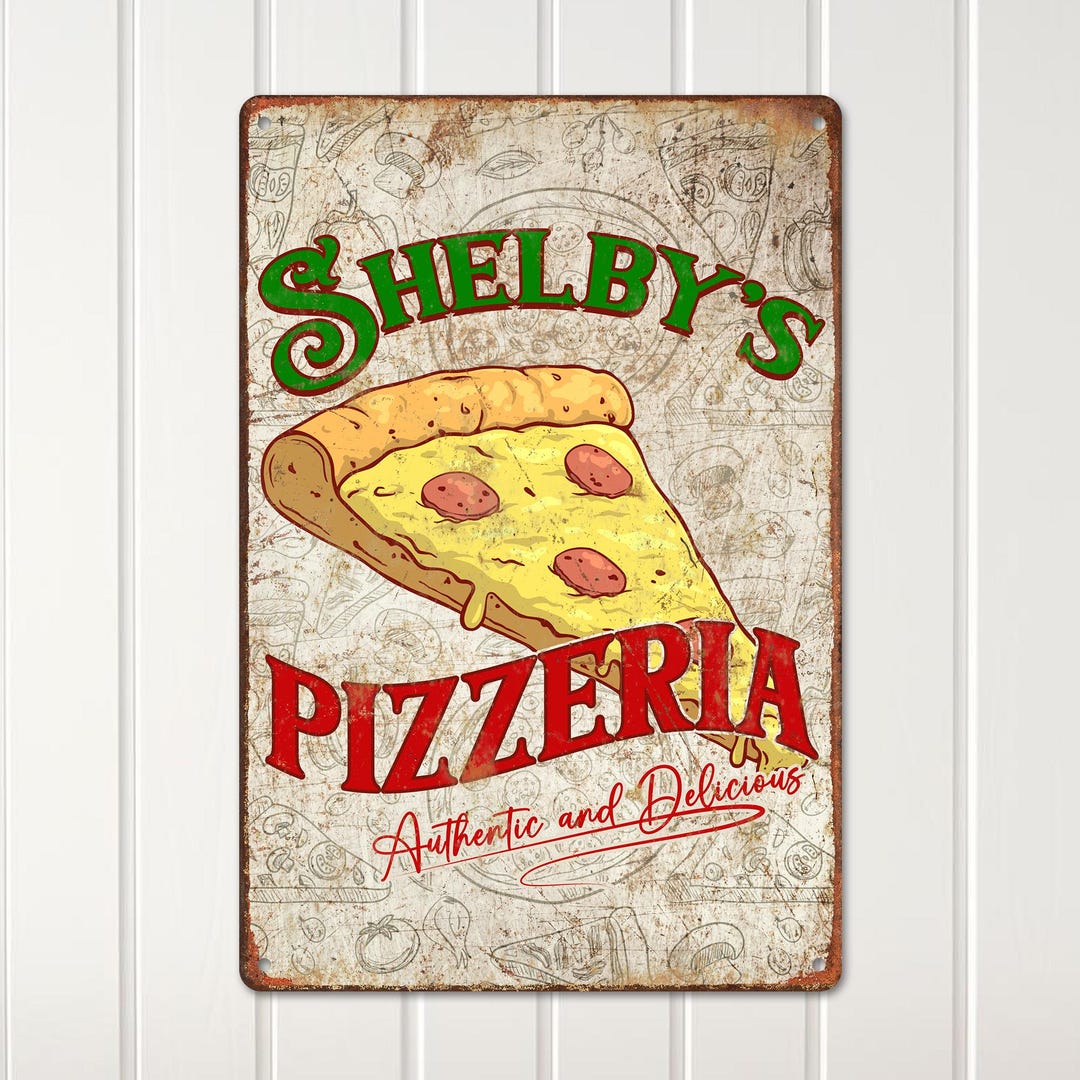 Personalized Pizzeria Sign, Rustic Pizza Shop Decor, Vintage Wall Decor ...