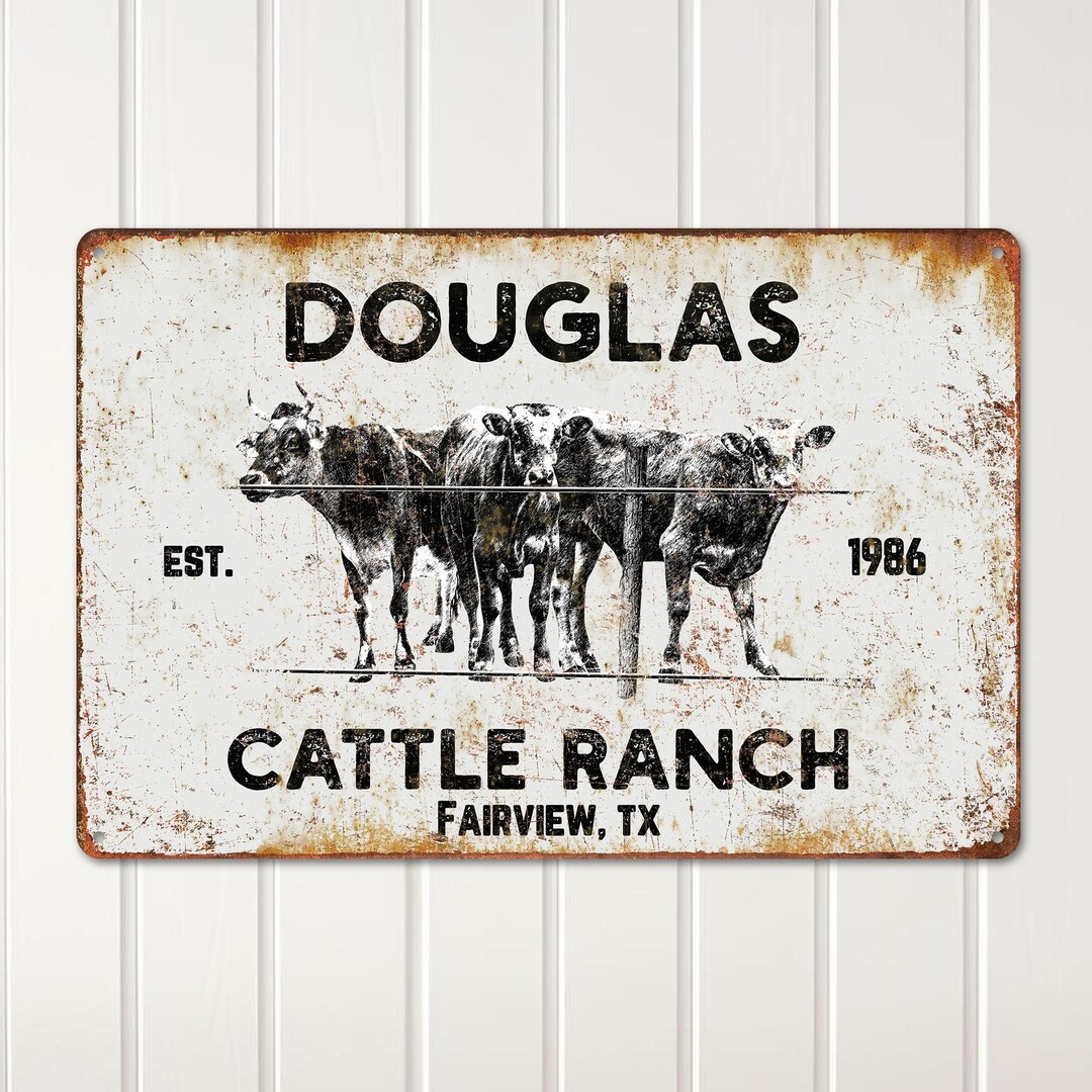 Custom Farm Sign, Personalize With Any Name; Cattle Ranch Sign ...
