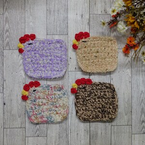 Crochet Chicken Scrubby Set: Farmhouse Kitchen Decor, 100% Cotton - Etsy