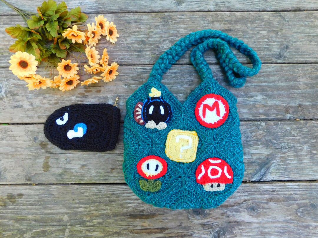 Crochet Mario Shoulder Bag With Bullet Bill Wallet Set, Mario - Etsy