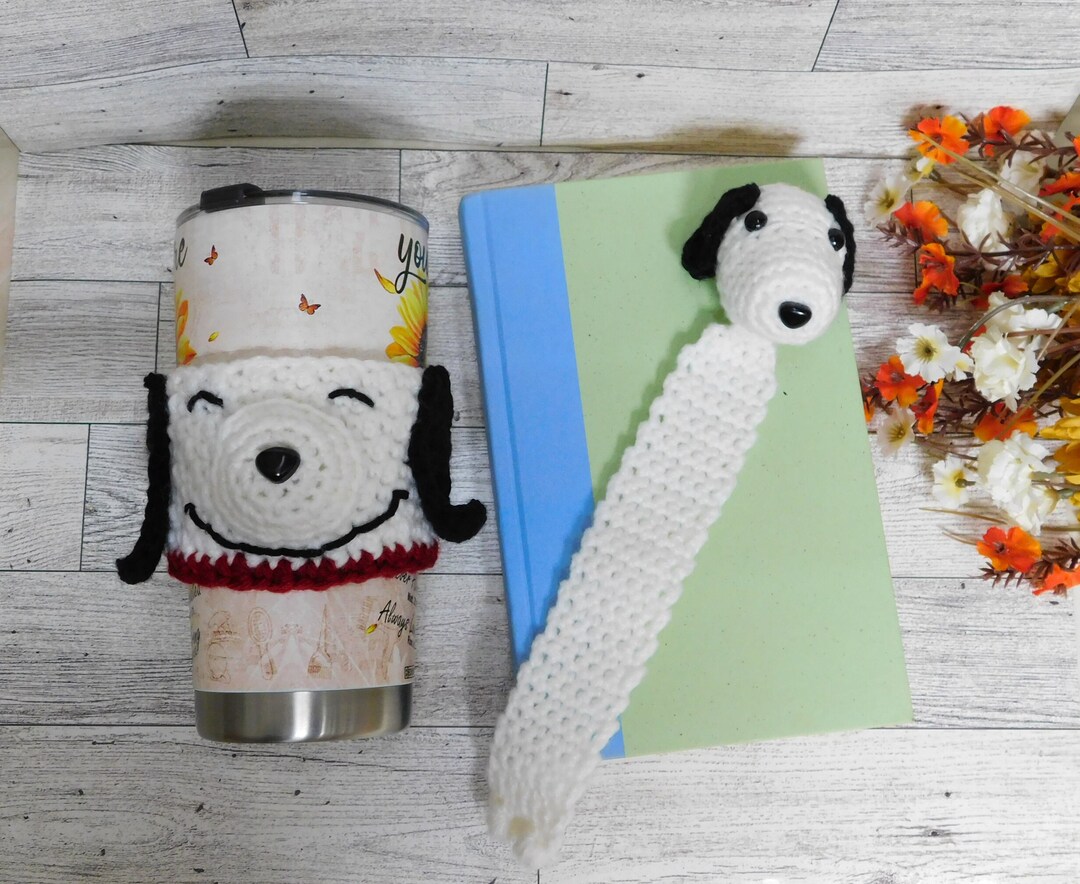 Crochet Snoopy Bookmark Crochet Snoopy Mug Cozy Snoopy - Etsy