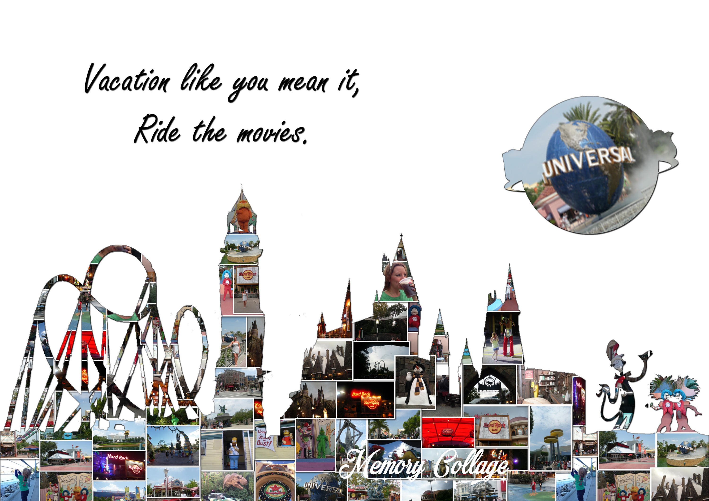 Universal Studios Theme Park Skyline Photo Collage Wall Art Home Decor ...