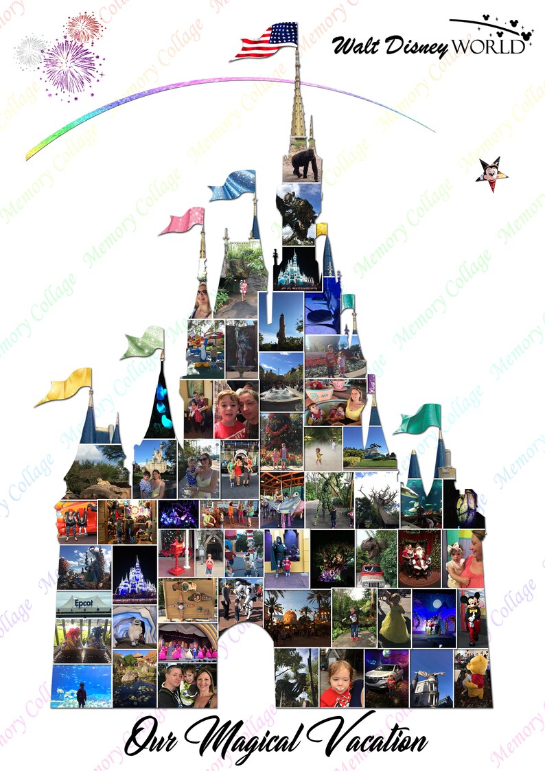 Cinderellas Castle Shooting Star Disney Photo Collage Wall Art - Etsy UK