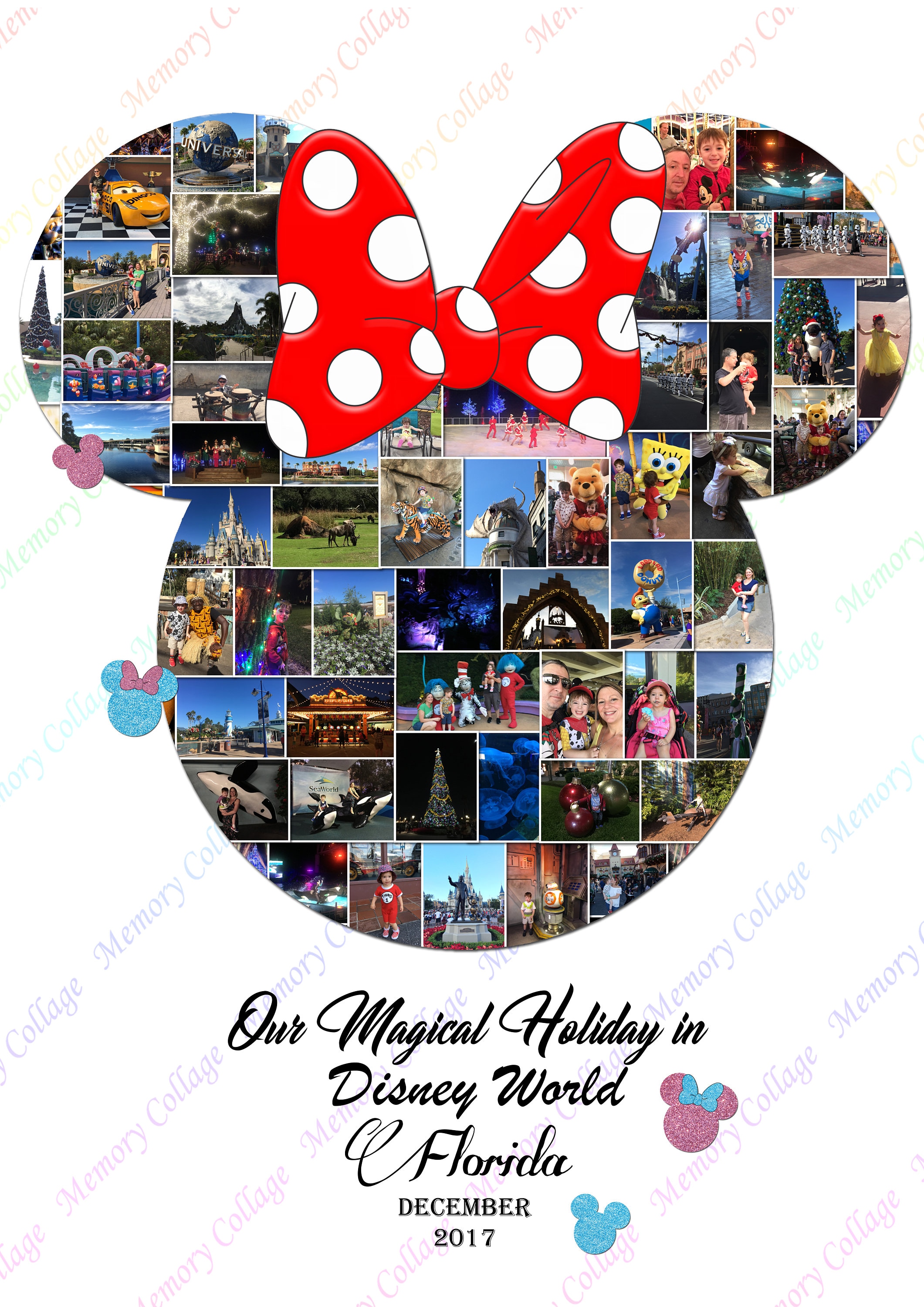 Minnie Mouse With Bow Disney Photo Collage Wall Art Home Decor | Etsy UK