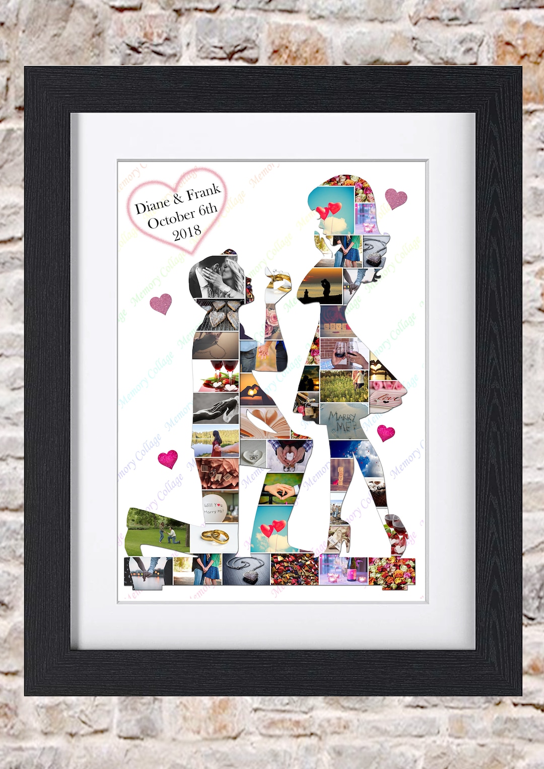 Engagement Couple Man Woman Photo Collage Wall Art Home Decor Digital ...