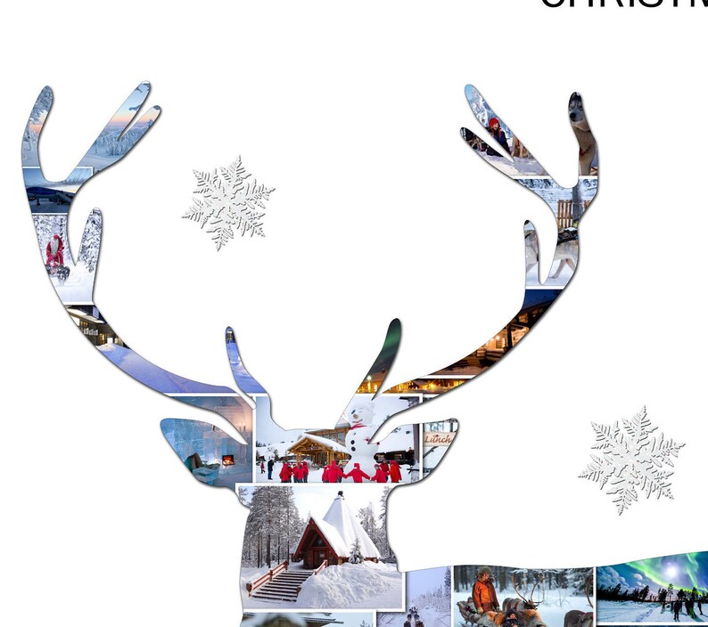 Stag Lapland Finalnd Christmas Destination Photo Collage Wall - Etsy