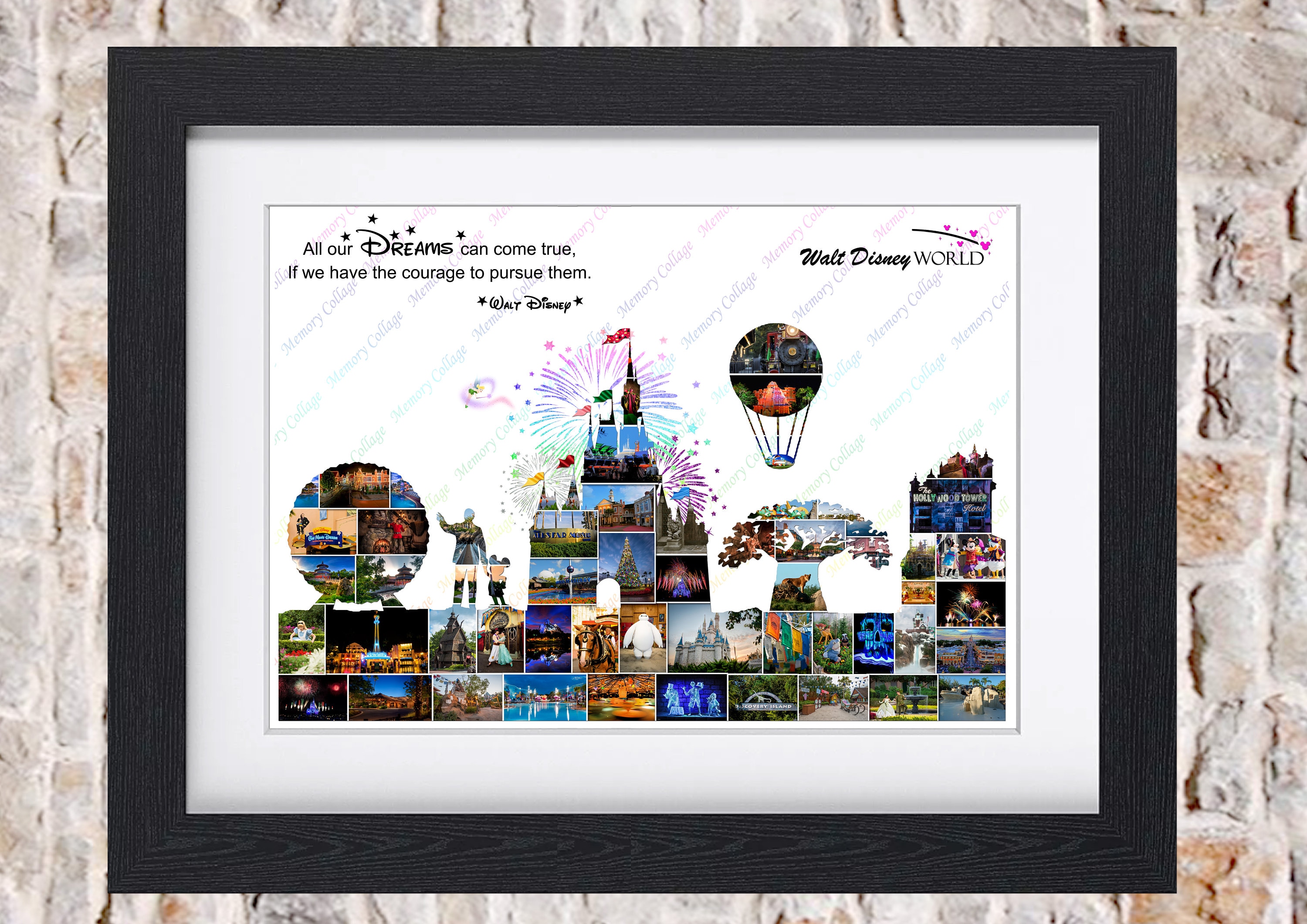 Disney World Skyline Photo Collage Wall Art Home Decor Digital ...
