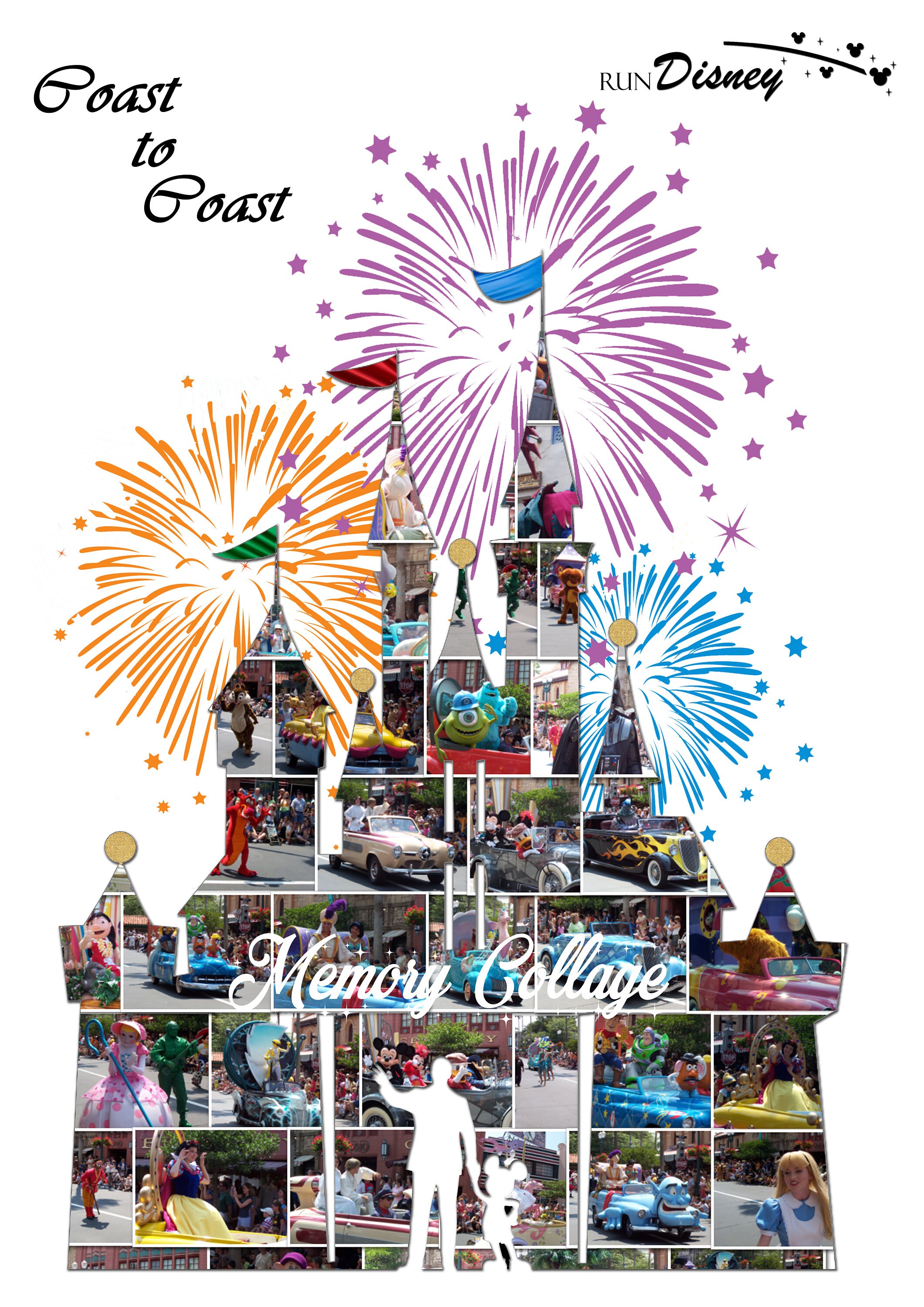 Coast to Coast Run Disney Castle Disney Photo Collage Wall Art | Etsy