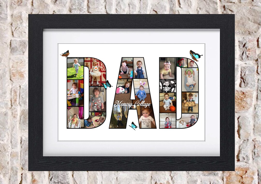 Dad Fathers Day Birthday Photo Collage Wall Art Home Decor Digital ...