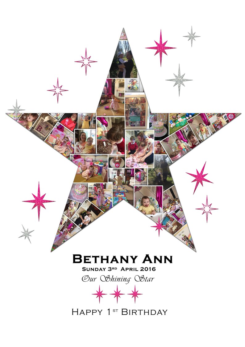 Shining Star boy or Girl Photo Collage Wall Art Home Decor - Etsy