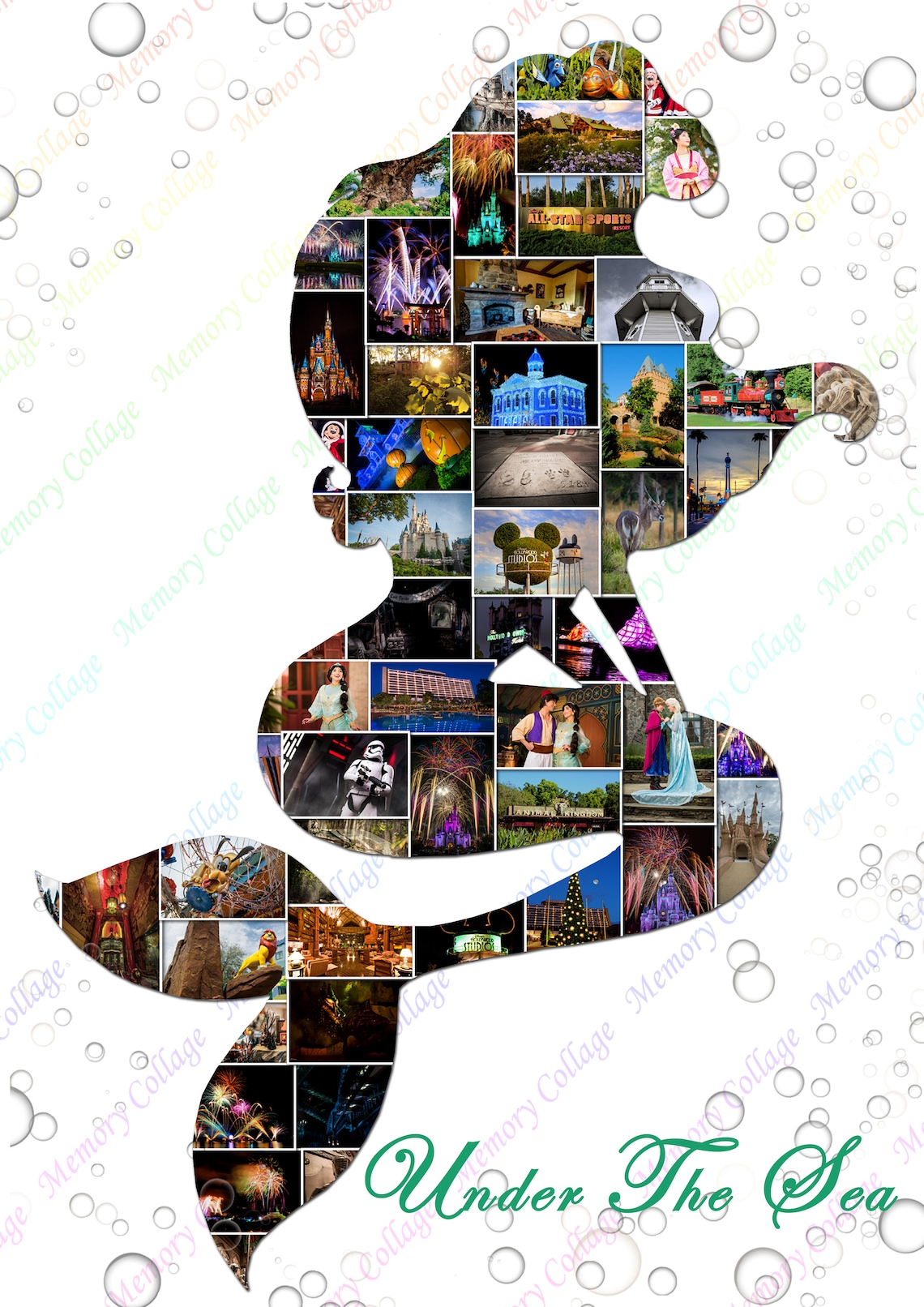 Little Mermaid Ariel Under the Sea Disney Photo Collage Wall | Etsy