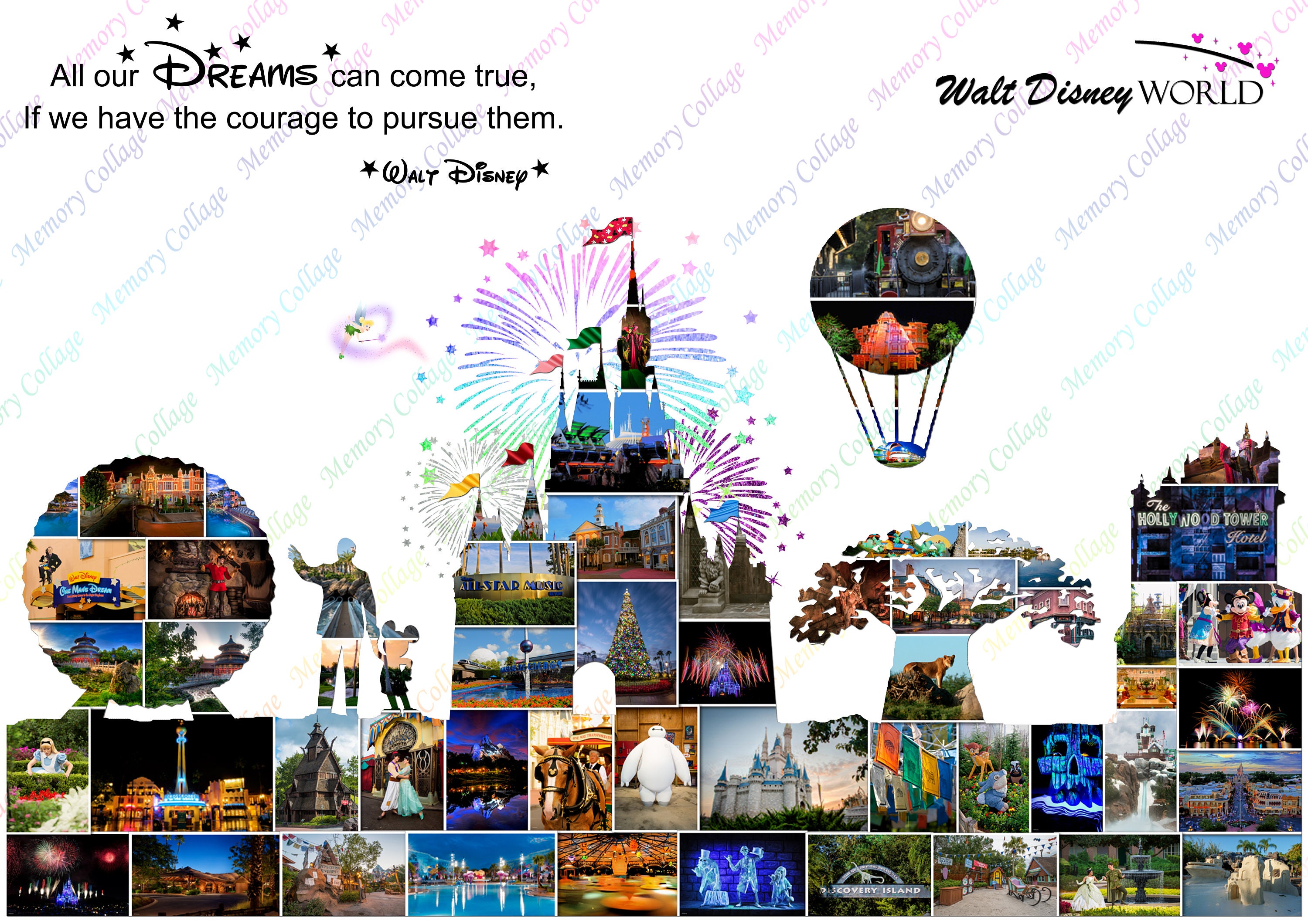 Disney World Skyline Photo Collage Wall Art Home Decor Digital ...